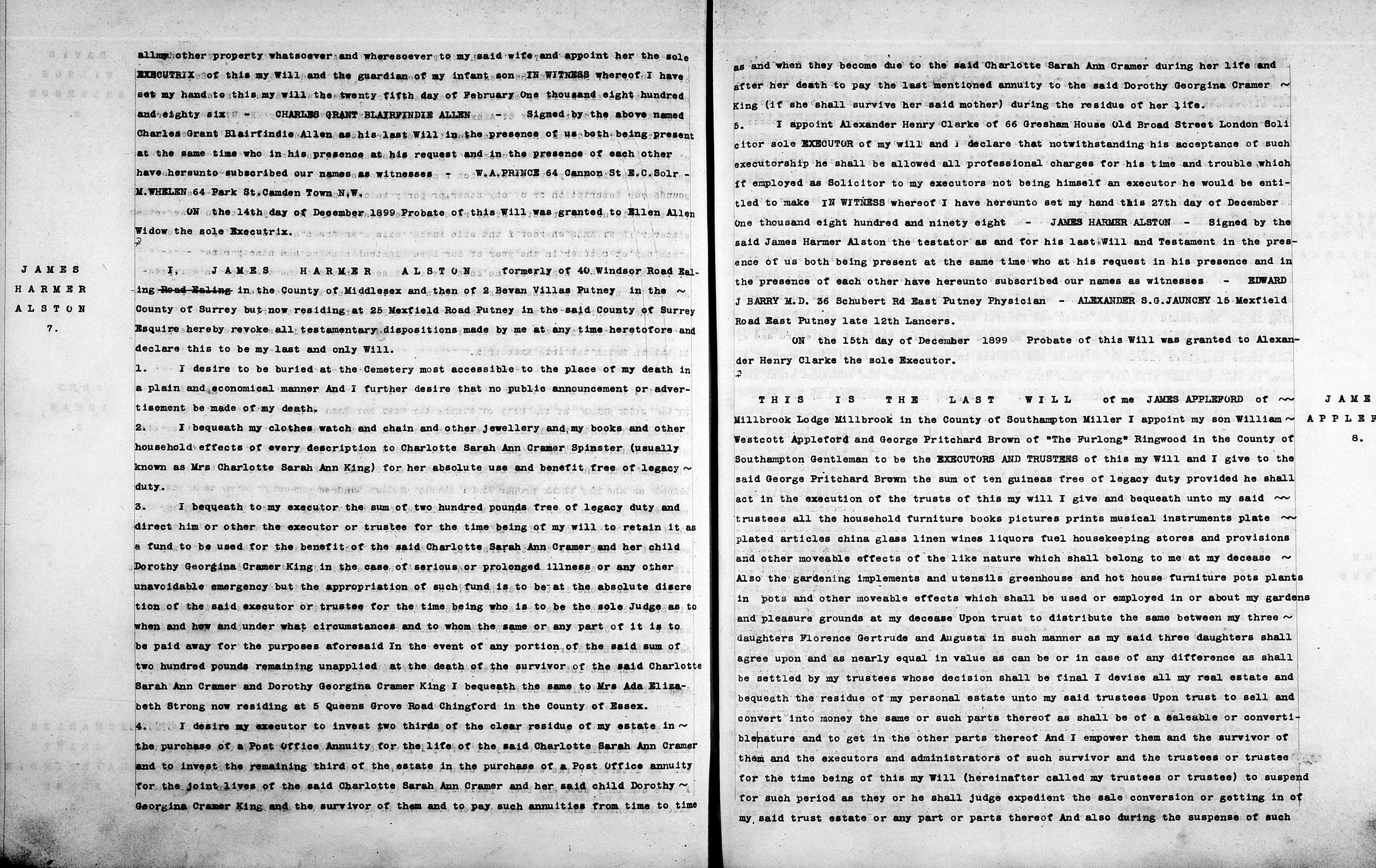 The King's Candlesticks: Pedigrees Lieut. James Harmer ALSTON [3987]